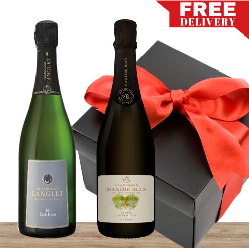 Two Premium Champagne Gift Box Wrapped + Card – Pop Up Wine